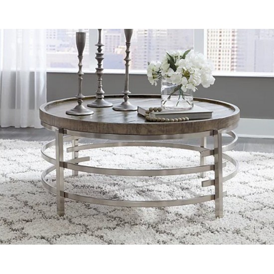 T681-8 - Zinelli Table Basse Ronde - Gris par Ashley Furniture