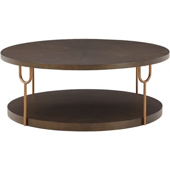 T185-8 - Brazburn Table de Cocktail Ronde - Brun Foncé/Or par Ashley ...